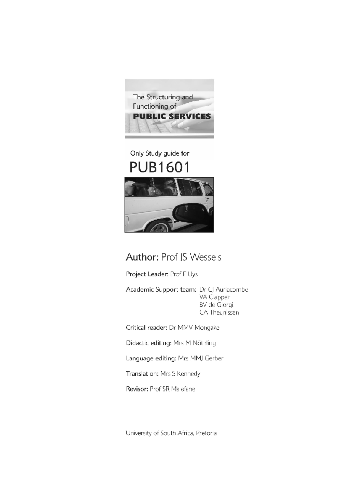 PUB1601 Lecture Notes: Understanding Public Services Structuring - Studocu