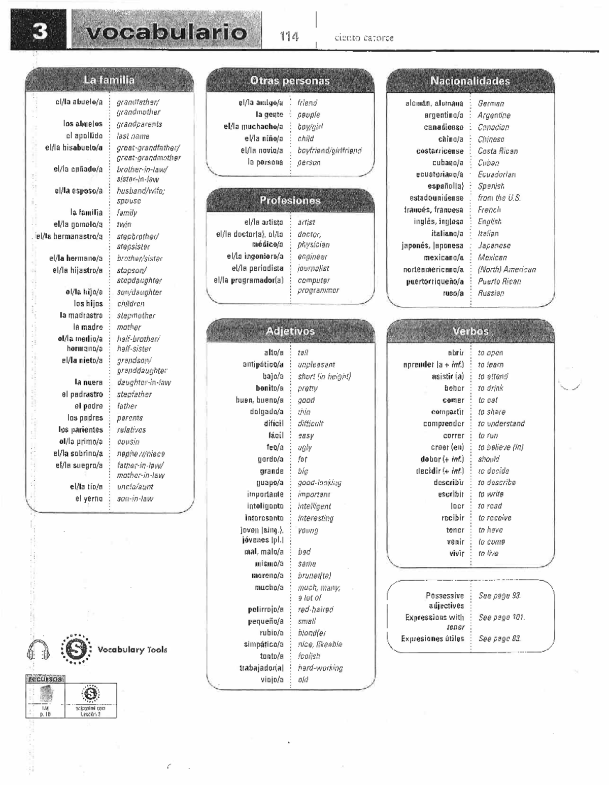 Vocabulario: Familia y Adjetivos - Lección 3 (114) - Studocu