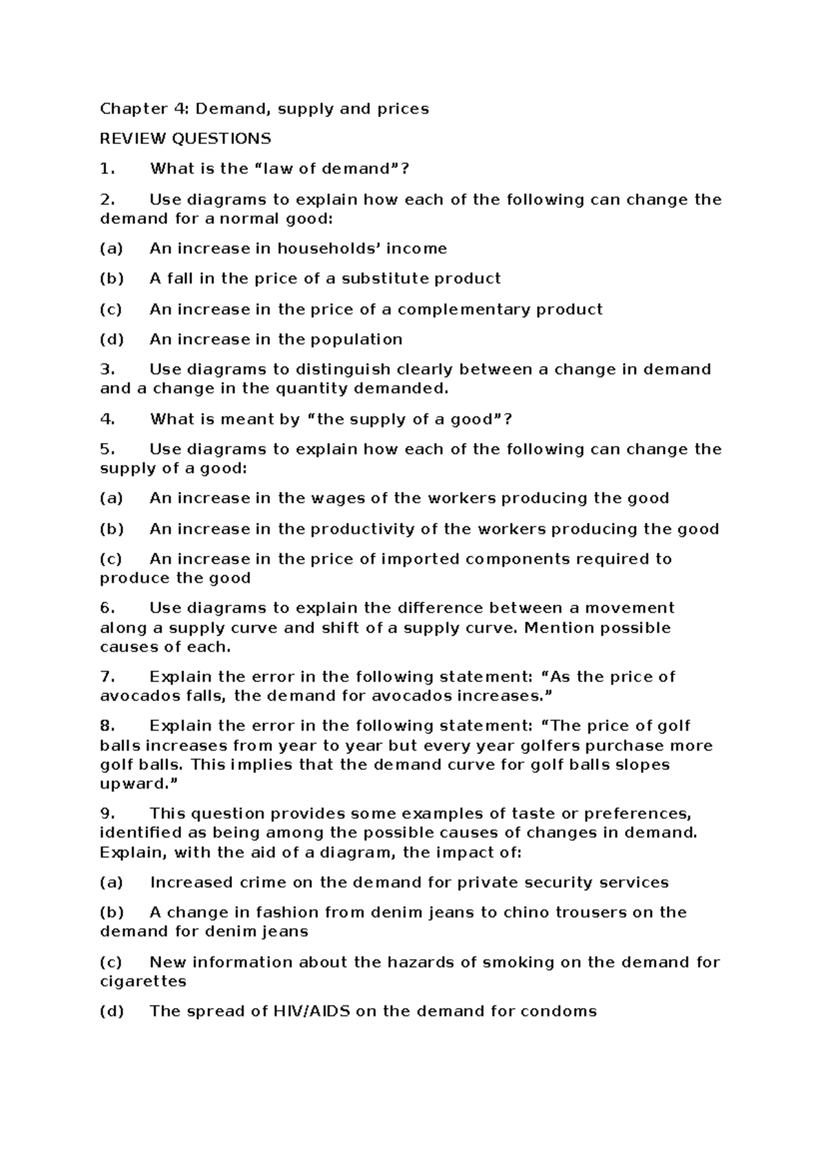 Chapter 4: Demand, Supply, and Prices - Tutorial 4 Economics Review ...