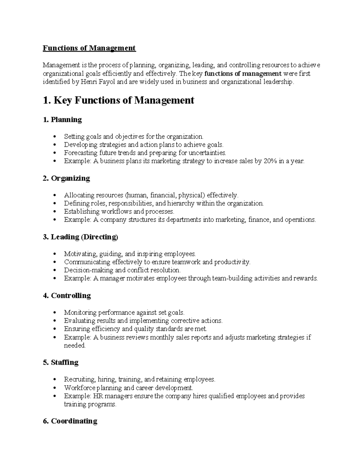 Functions of Management: Key Concepts and Strategies (Course Code: 5) - Studocu
