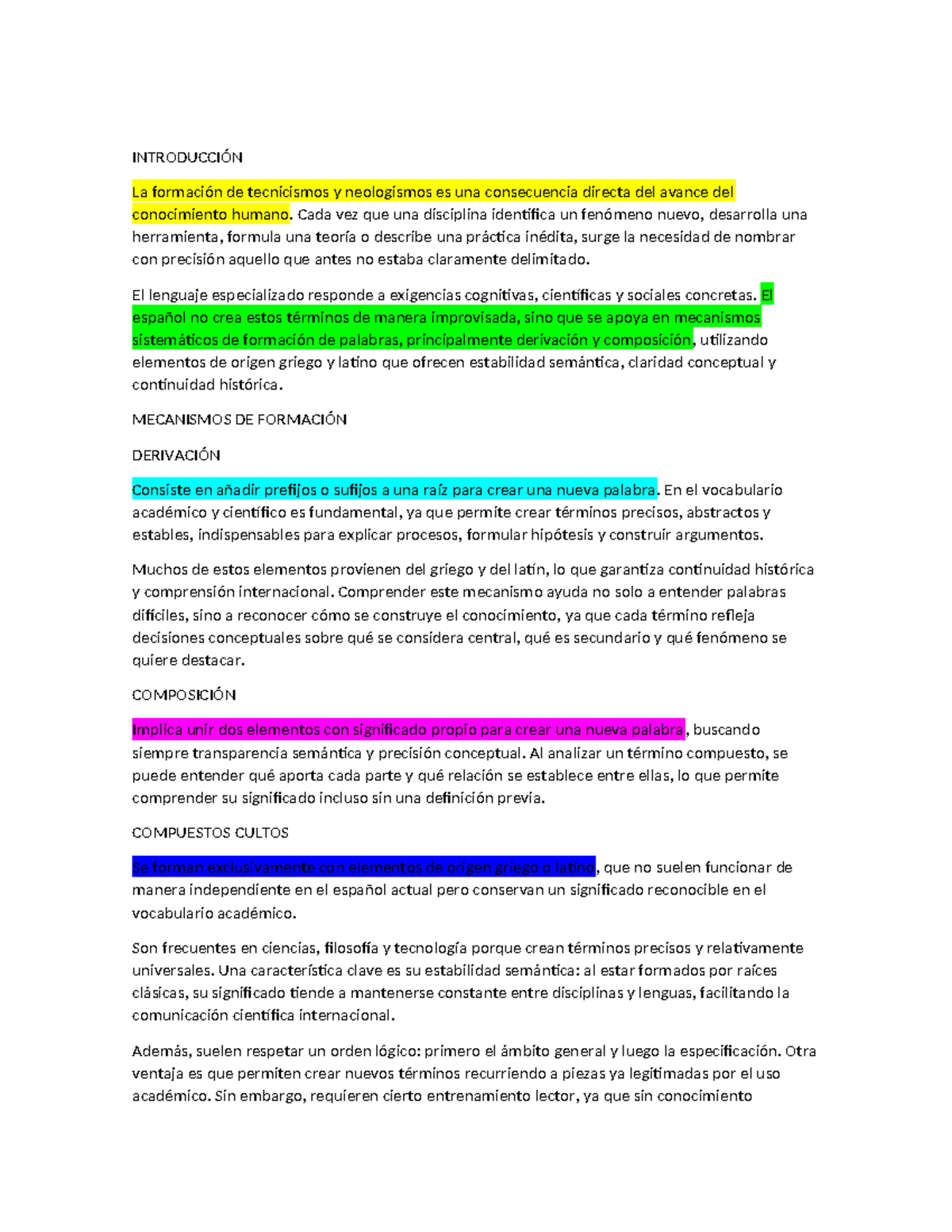 Introducción a la Formación de Tecnismos y Neologismos - APUNTES - Studocu