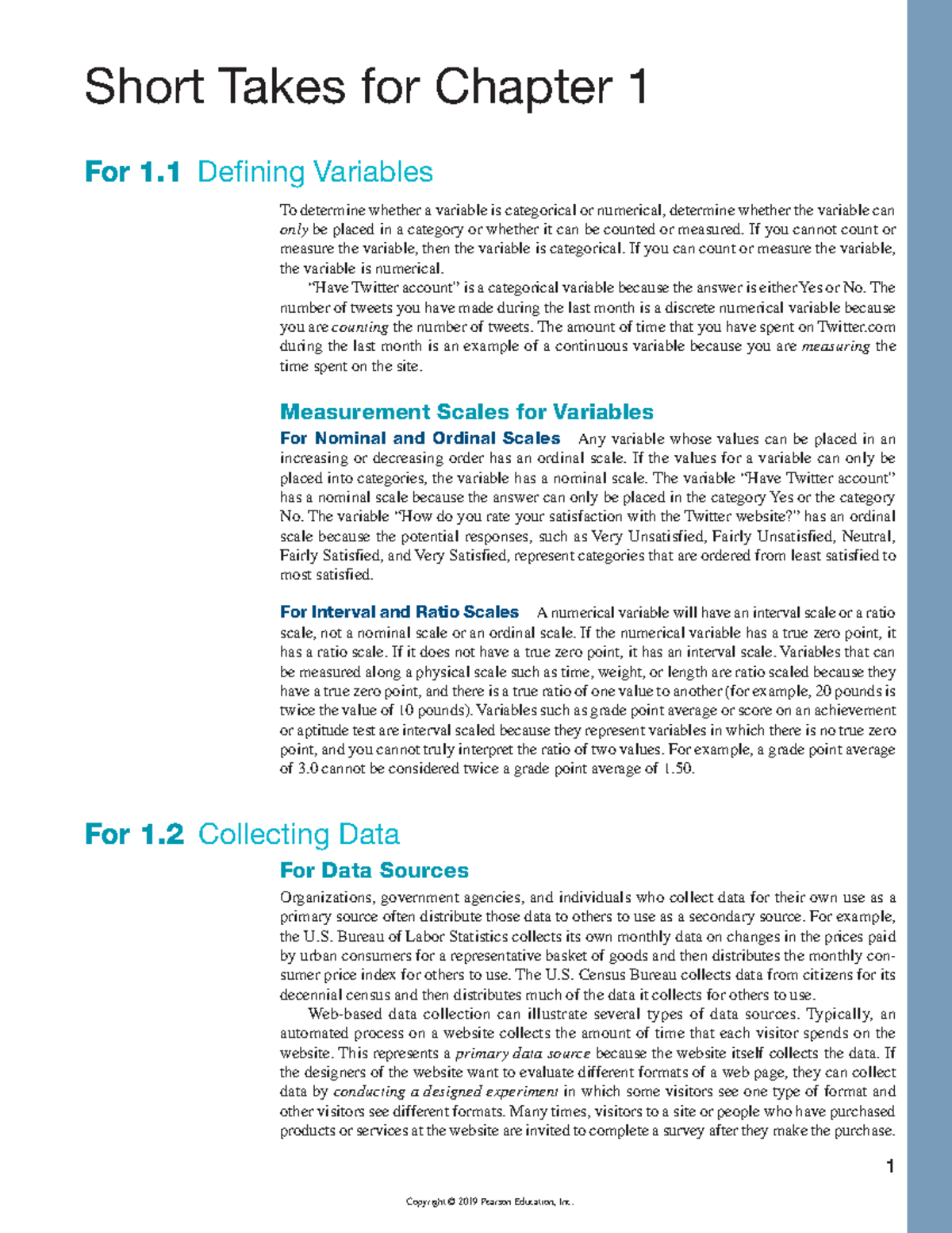 Chapter 1 Study Guide for Statistics: Understanding Variables and Data ...