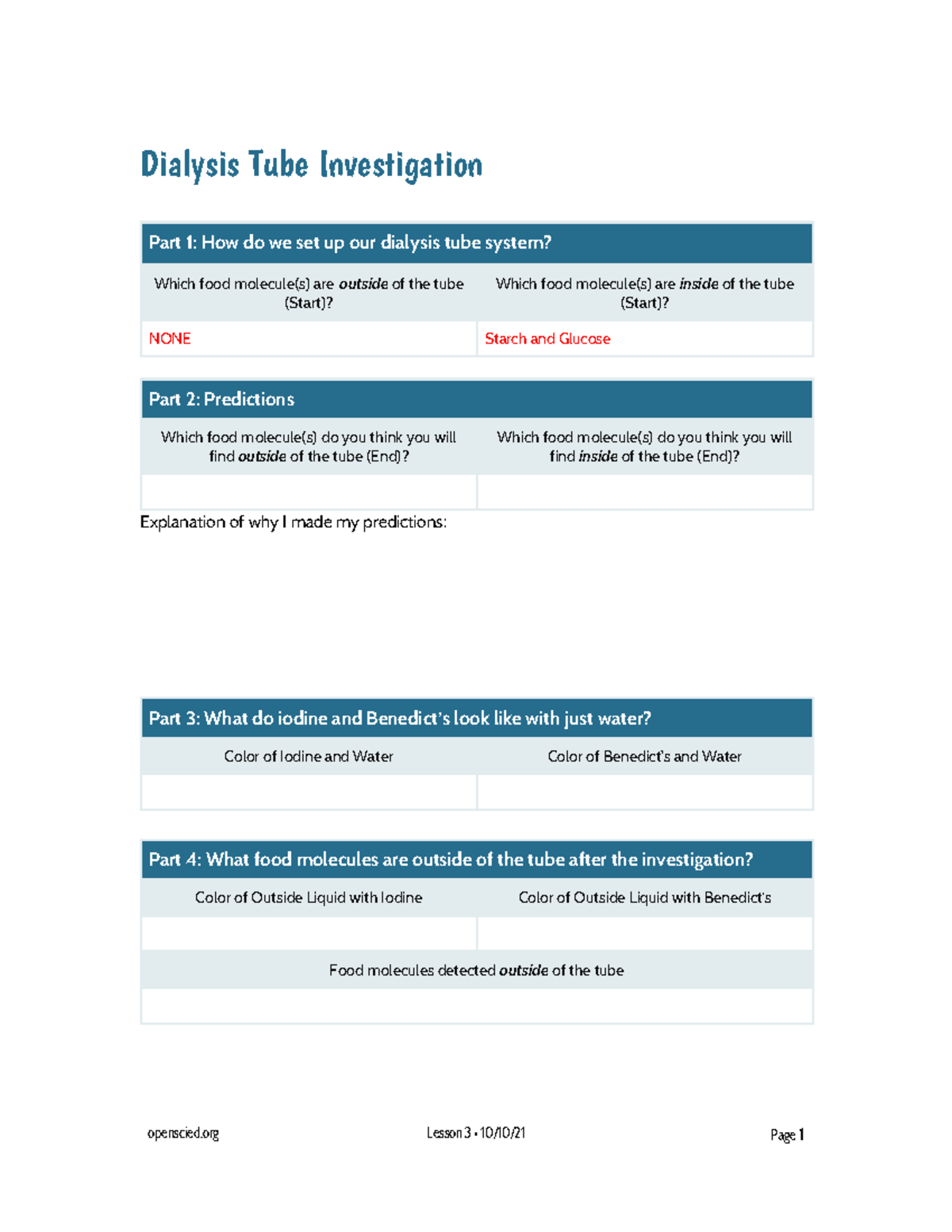 DL-7.3 Lesson 3: Dialysis Tube Investigation Setup and Results - Studocu