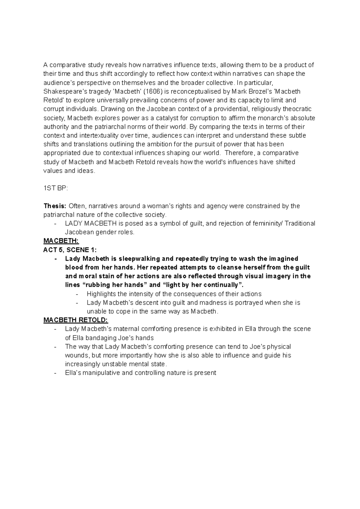 macbeth - study notes - A comparative study reveals how narratives ...