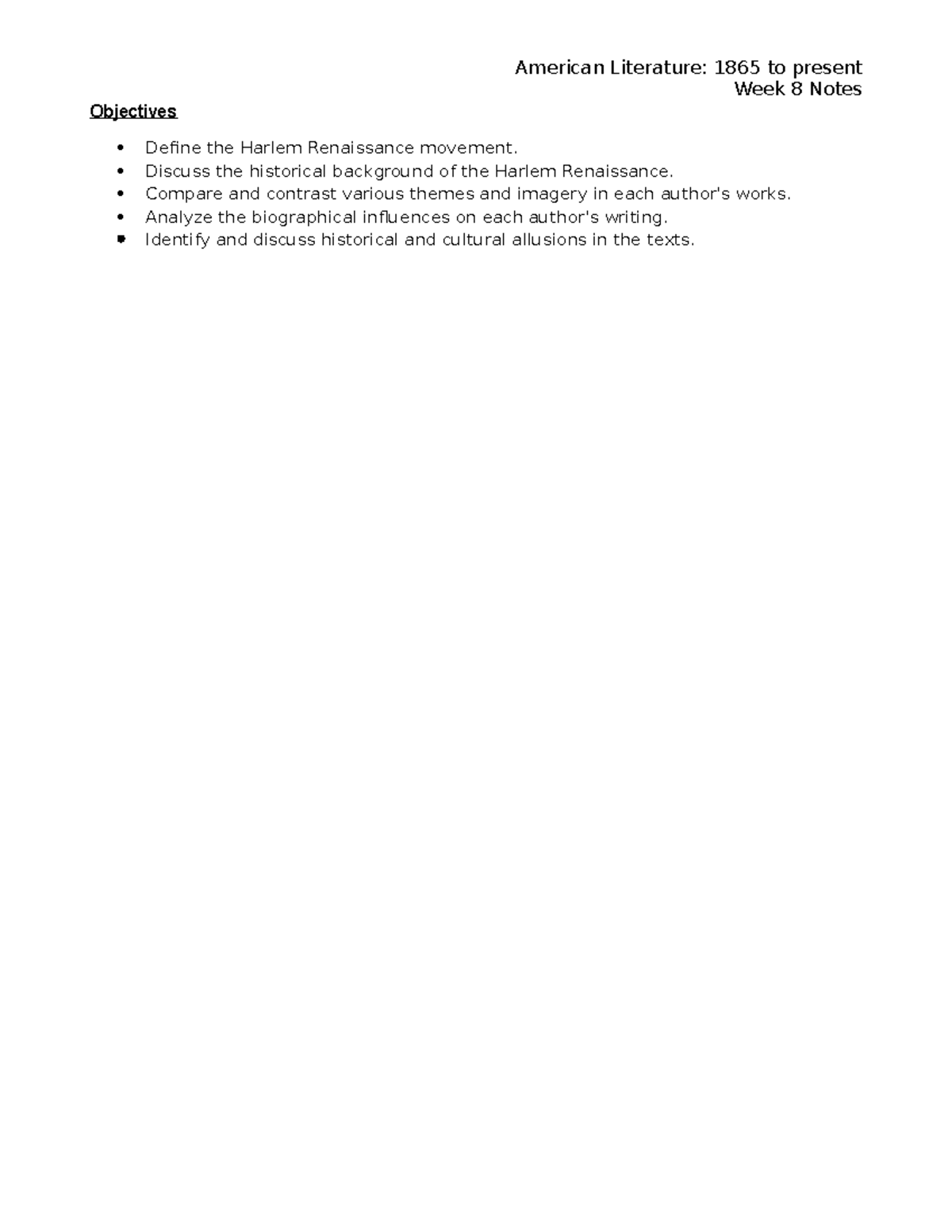 Week 8 Notes: Analyzing Modernism and Imagism in Poetry (ENG 101) - Studocu