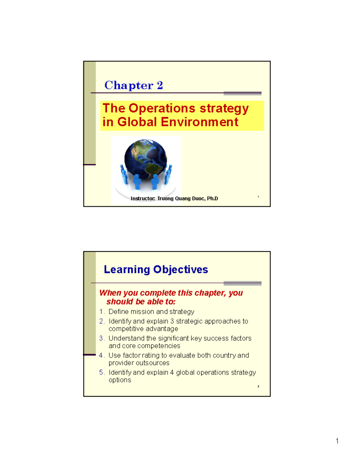 Chapter 2- Operations strategy in global environment - 1 The Operations ...
