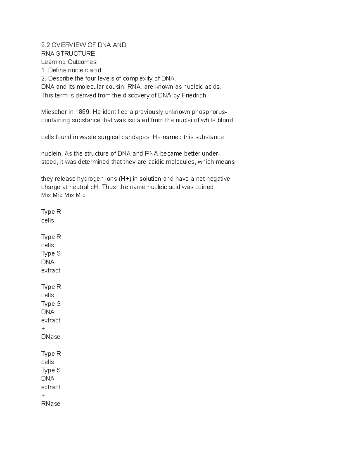 Molecular Structure of DNA and RNA: Overview and Learning Outcomes - 9 ...