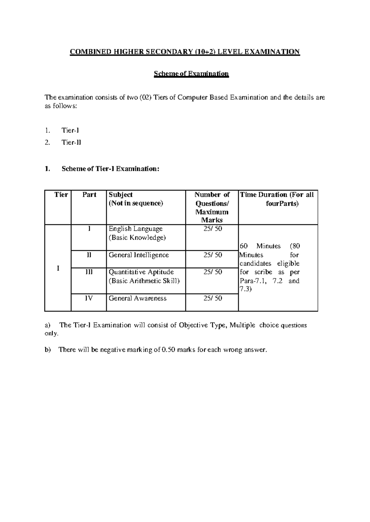 CHSL - Combined Higher Secondary Level Exam Scheme - Studocu