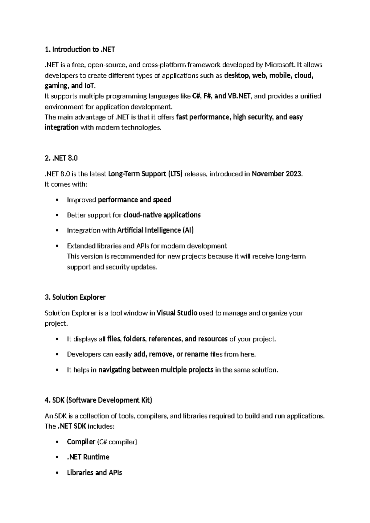 .NET Framework Overview and Key Concepts for CS101 - Studocu
