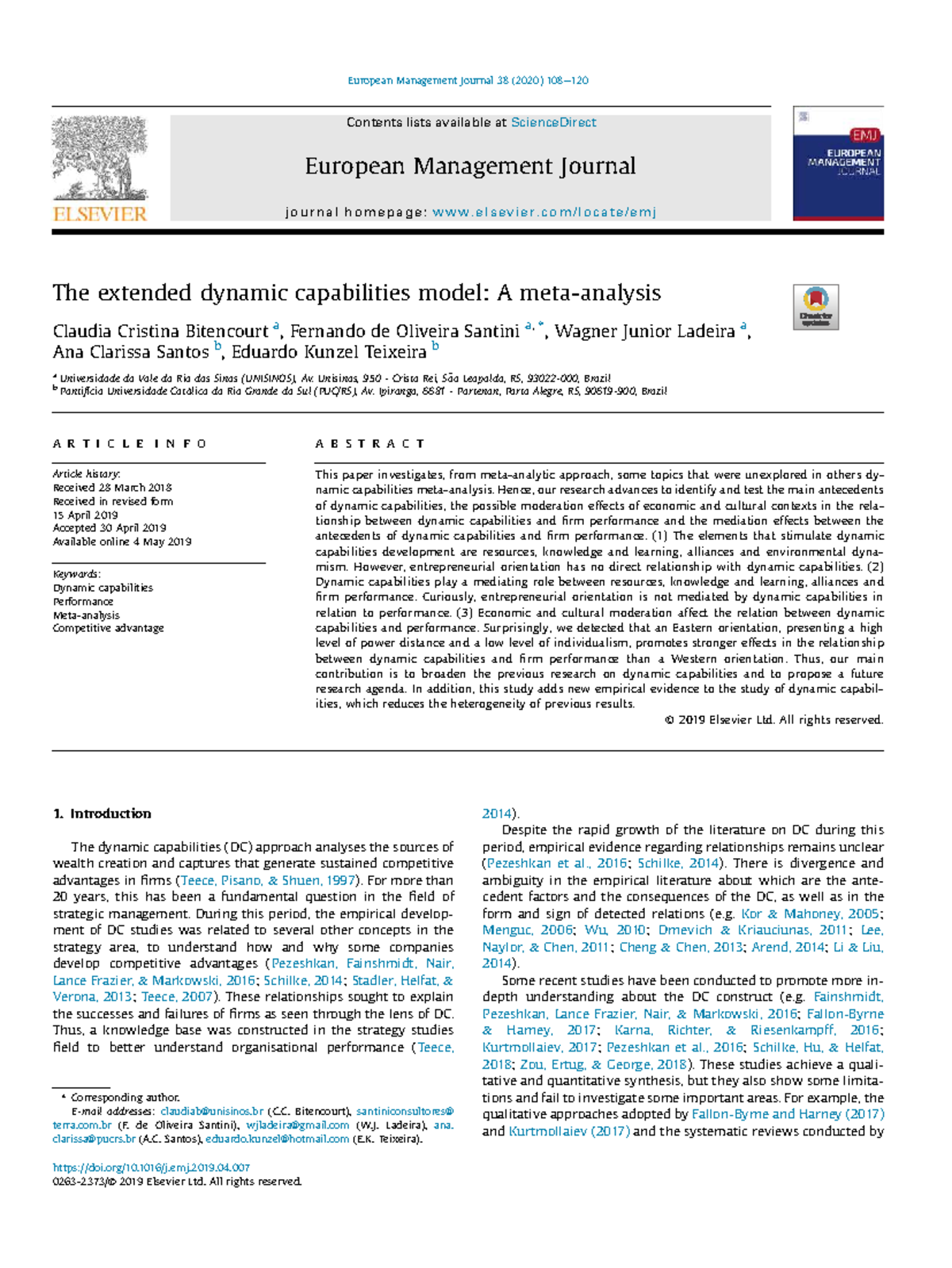 The Extended Dynamic Capabilities Model: A Meta-Analysis Study - Studocu