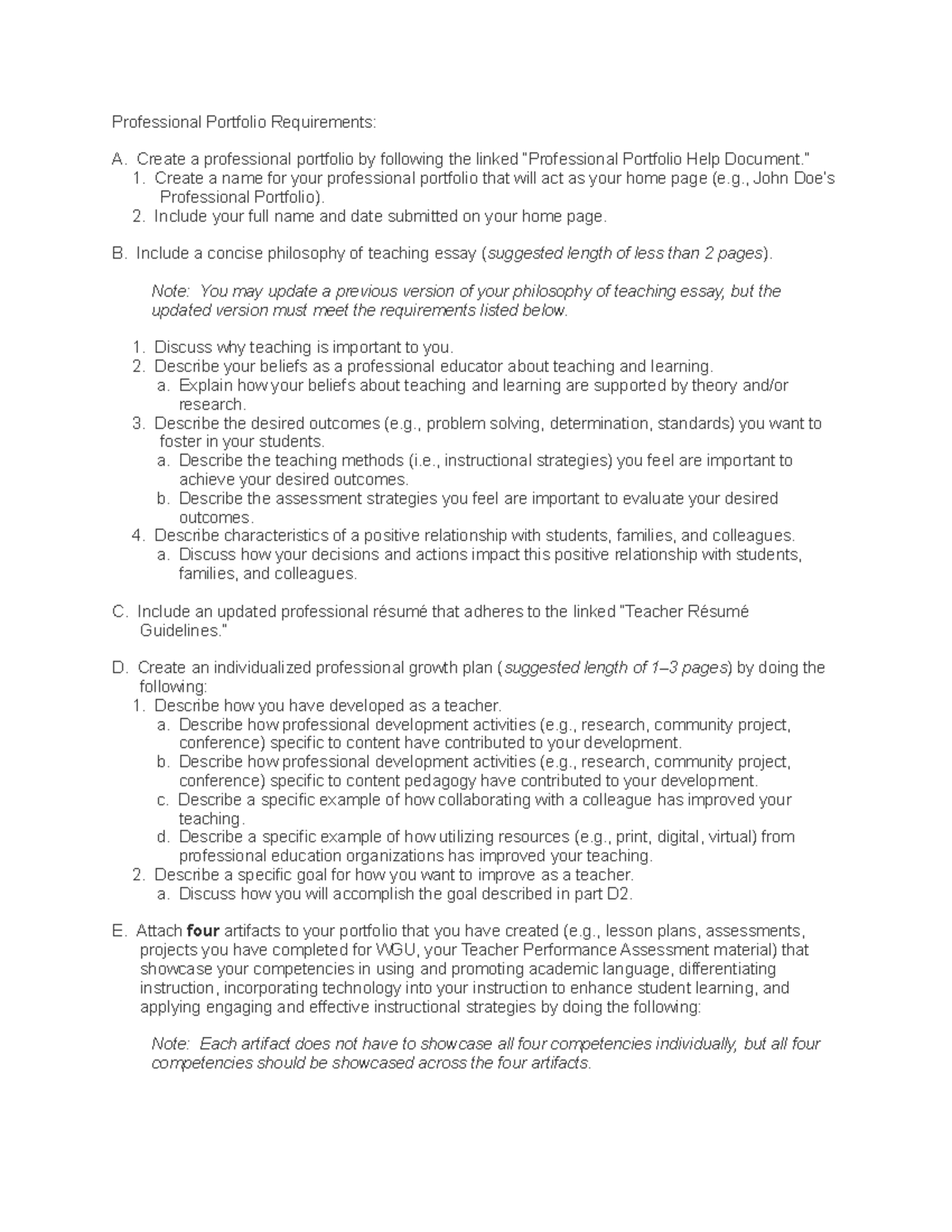 Professional Portfolio Requirements - Create a professional portfolio ...