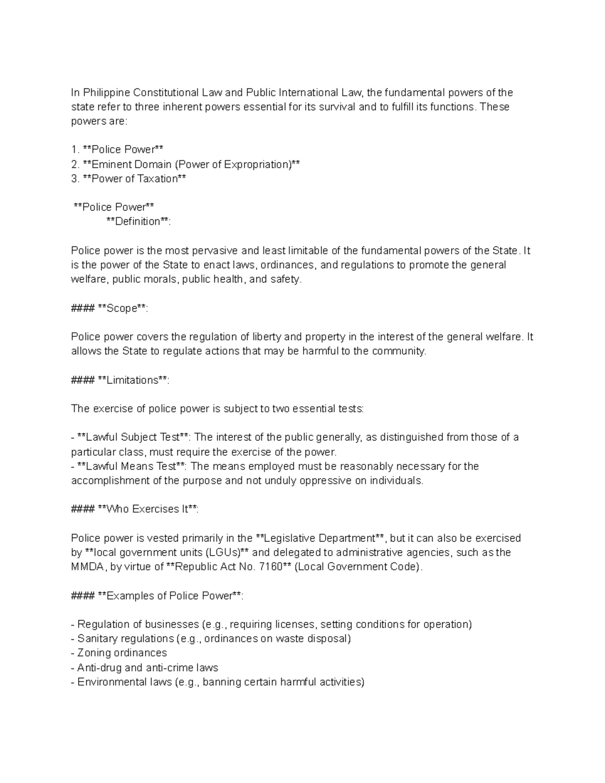 Inherent Powers of the State: Constitutional Law Insights - Studocu