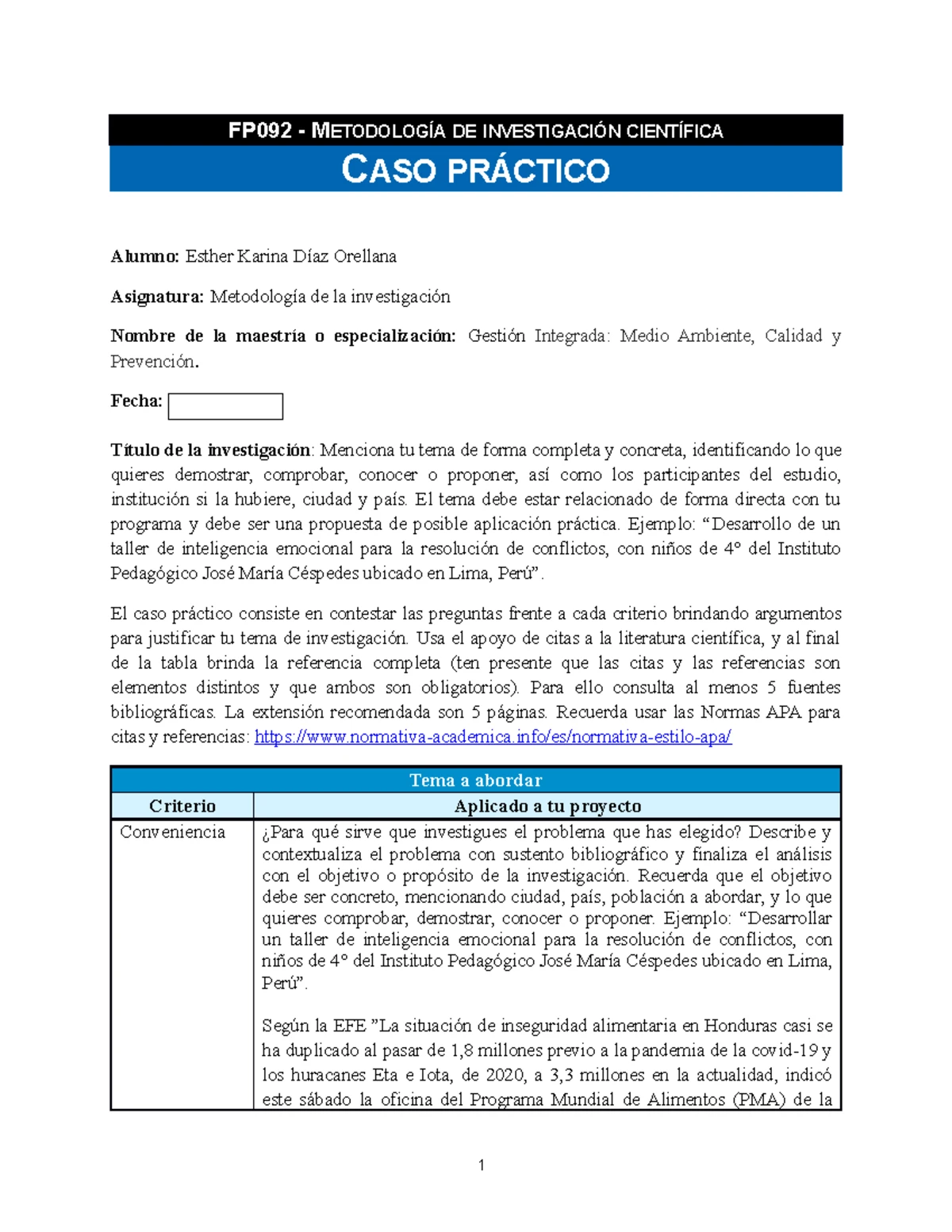 Caso Practico Metodologia de la Investigacion - FP092 - METODOLOGÍA DE INVESTIGACIÓN CIENTÍFICA ...