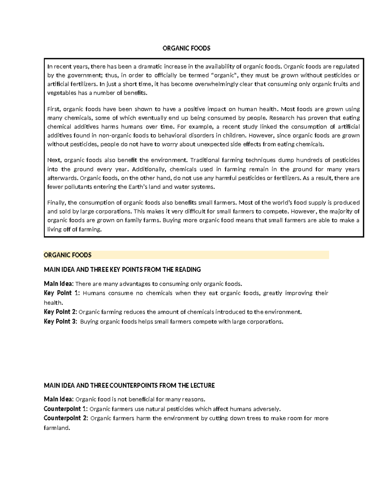 Organic Foods: Benefits and Counterpoints - Analysis and Discussion ...