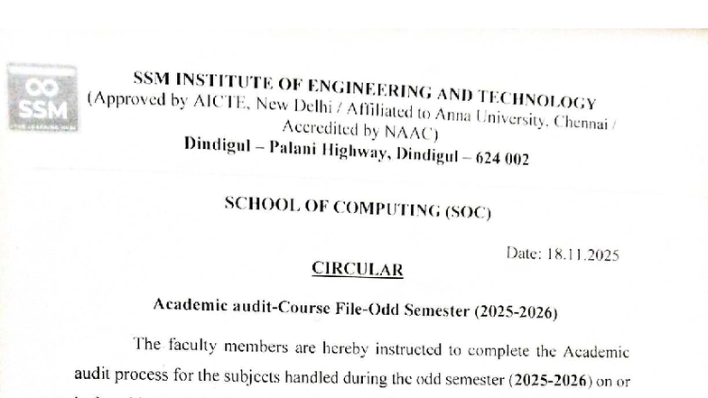 Audit Circular - Academic Semester Instructions for Faculty - Studocu