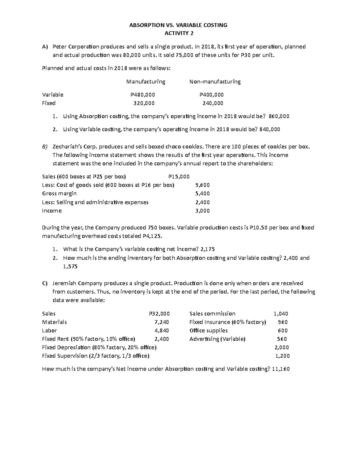 Absorption-AND- Variable- Costing-KEY+ Answers -482030451 - ABSORPTION ...