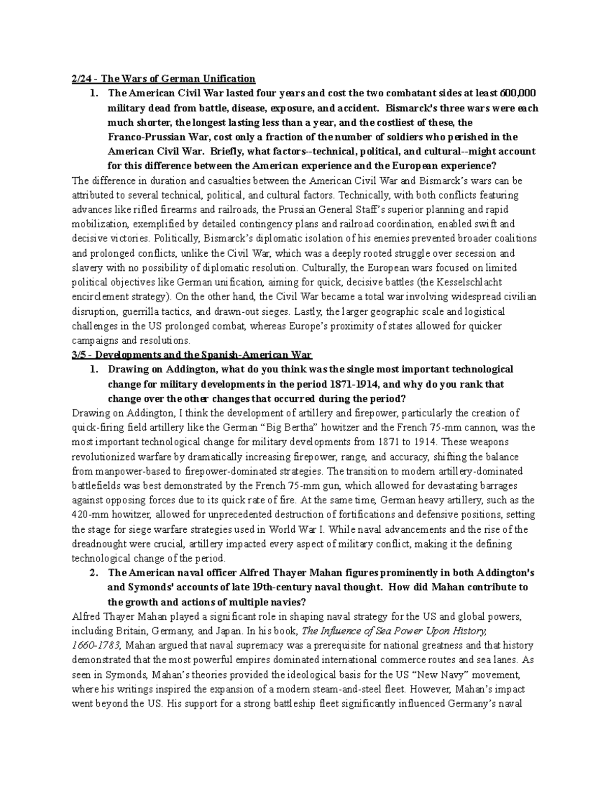 HST 369: Final Exam Comprehensive Review of Military Strategies ...