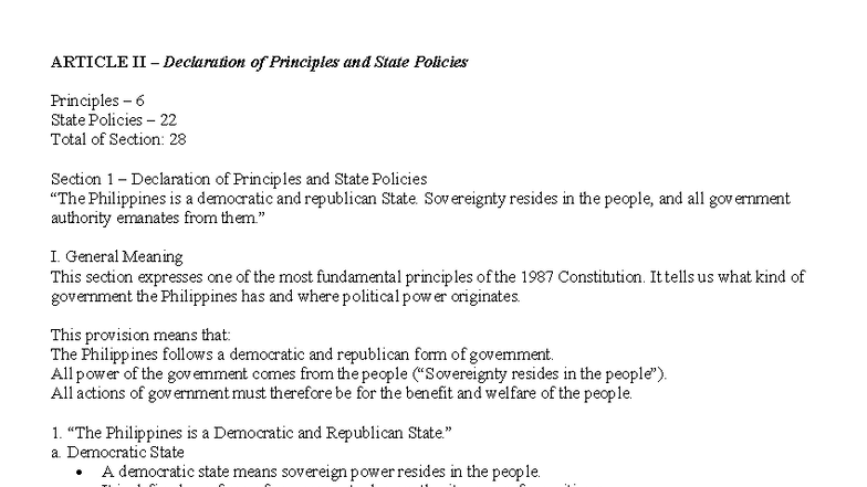 RXW2 - Article II: Declaration of Principles and State Policies in the ...