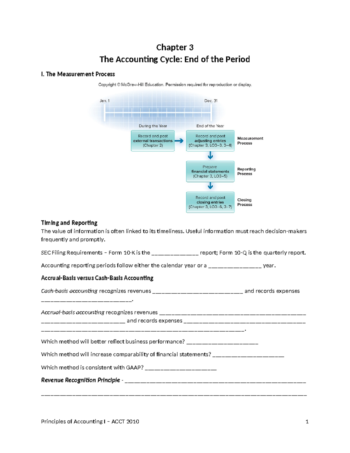 Chapter 3 Notes: The Accounting Cycle - End of the Period ACCT 2010 ...