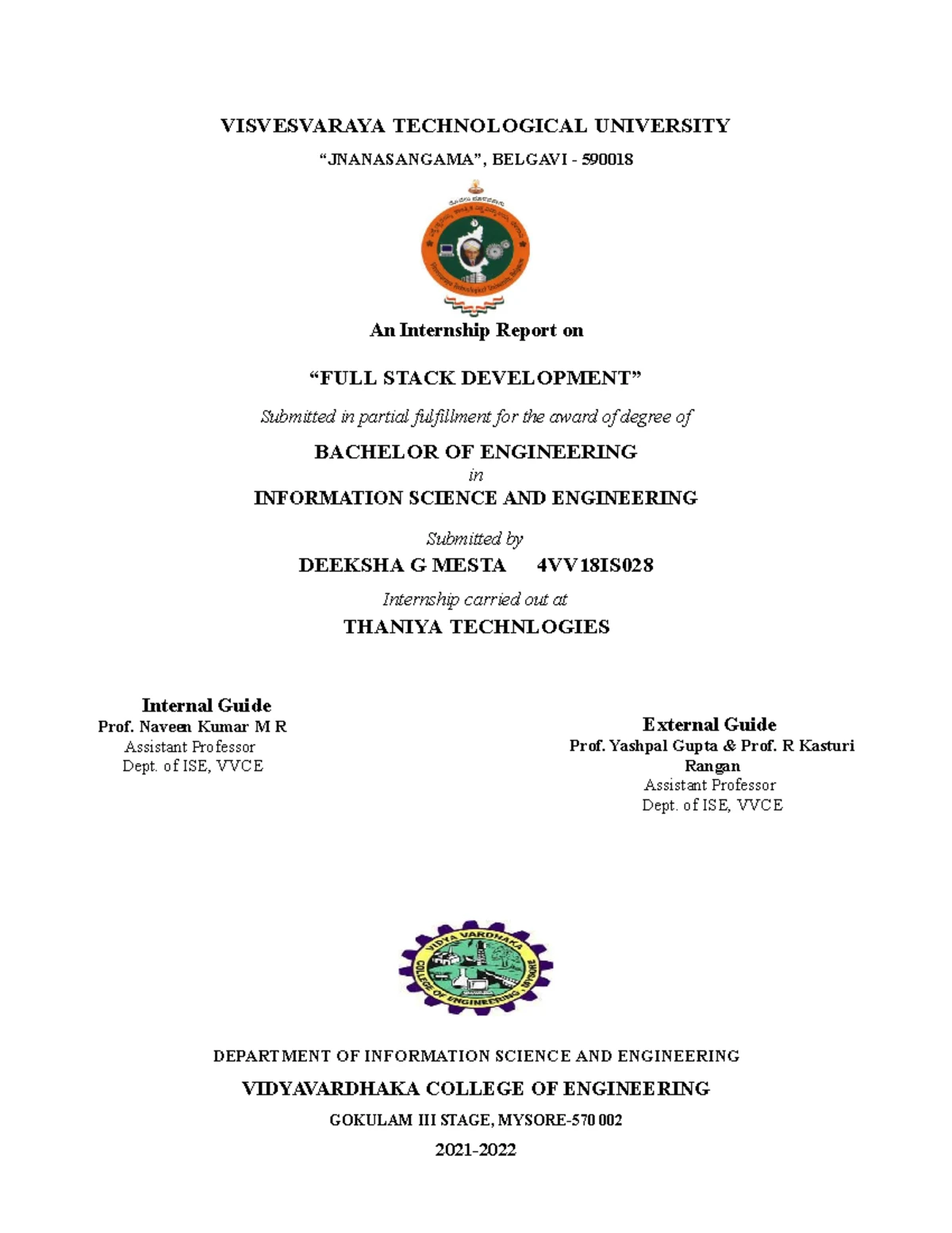 Full Stack Development Report - VISVESVARAYA TECHNOLOGICAL UNIVERSITY ...
