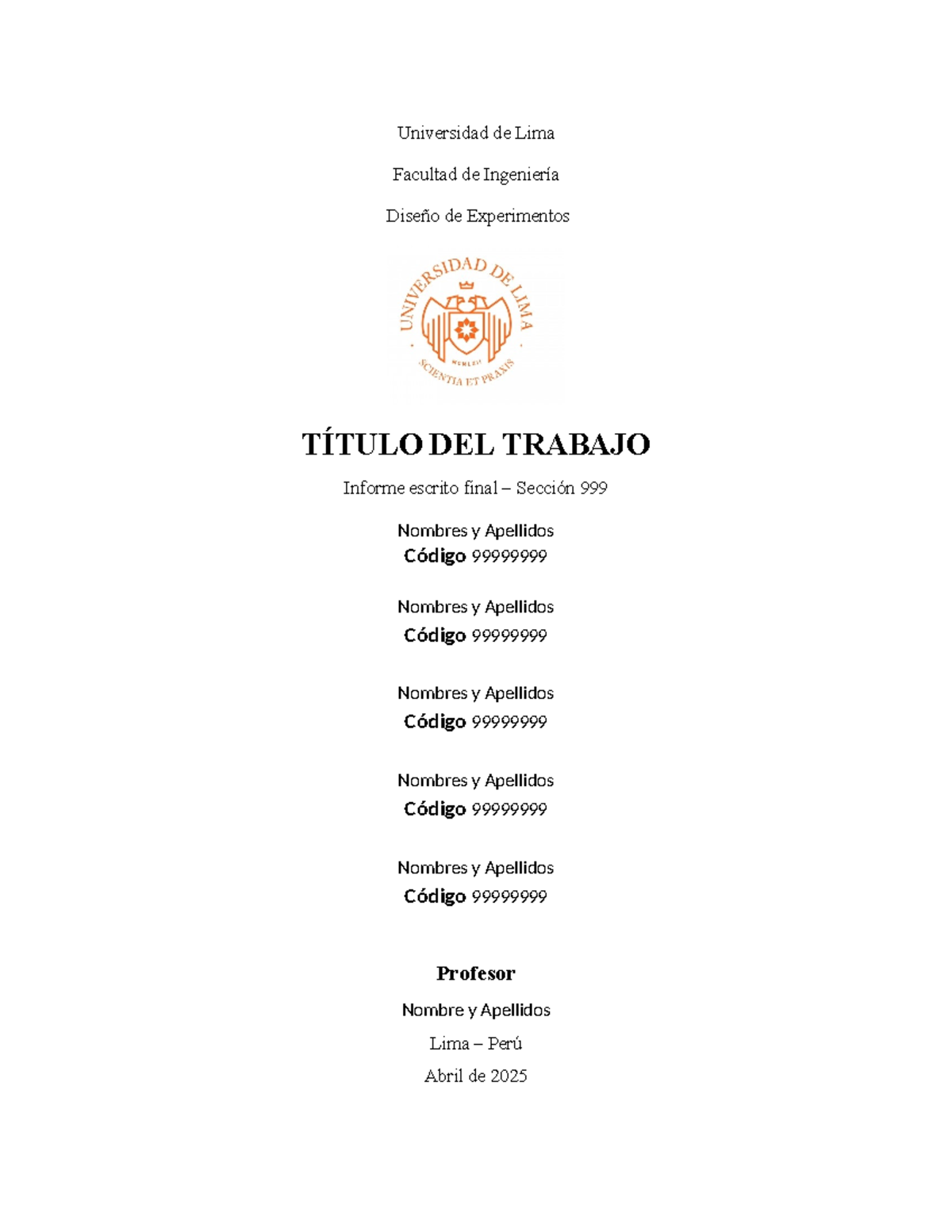 Informe Final de Diseño de Experimentos - FFFF - Studocu