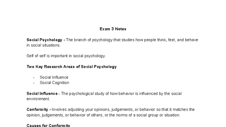 Social Psychology Exam 3 Notes: Key Concepts & Influences - Studocu