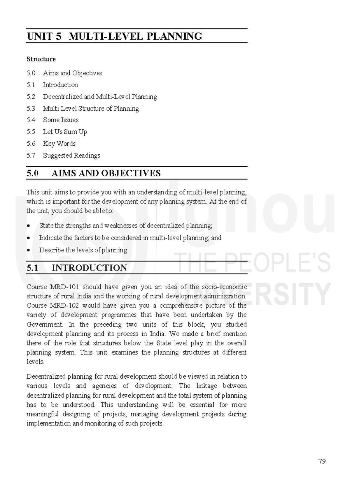 Unit 5: Decentralized Planning and Multi-Level Structures in India ...