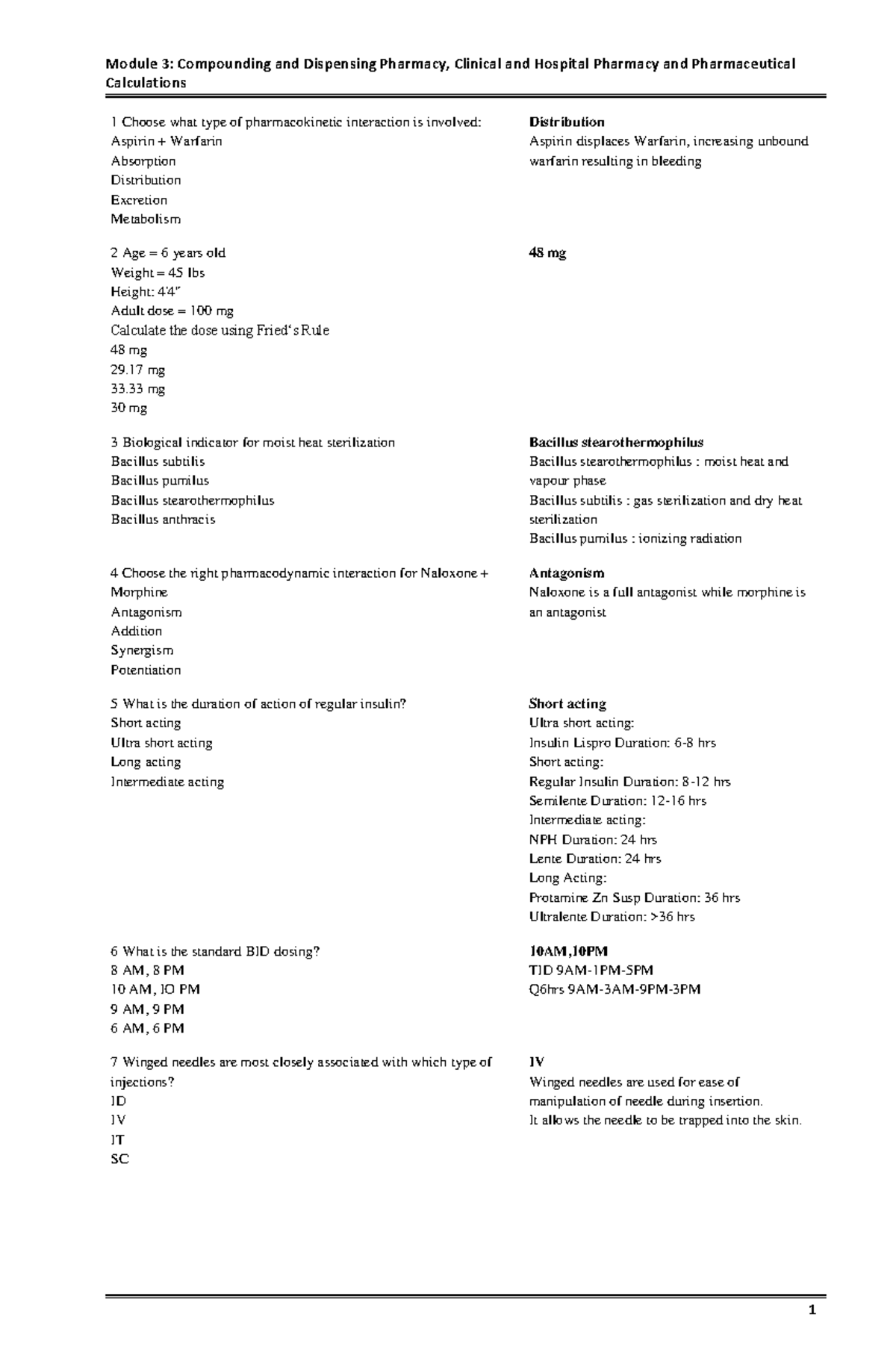 Module 3: Compounding and Dispensing Pharmacy - Clinical Calculations ...