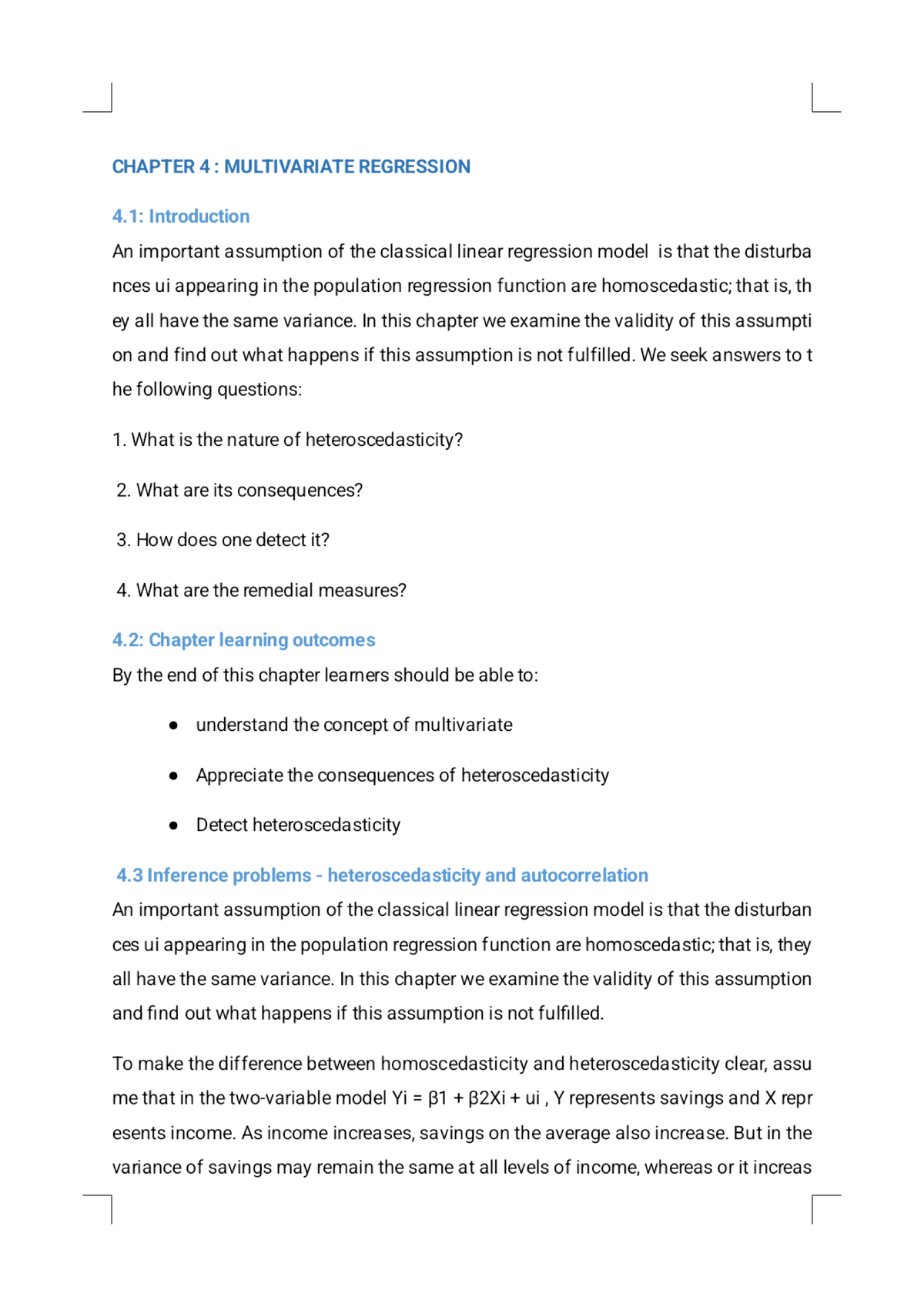 CHAPTER 4: MULTIVARIATE REGRESSION - HETEROSCEDASTICITY EXPLAINED - Studocu