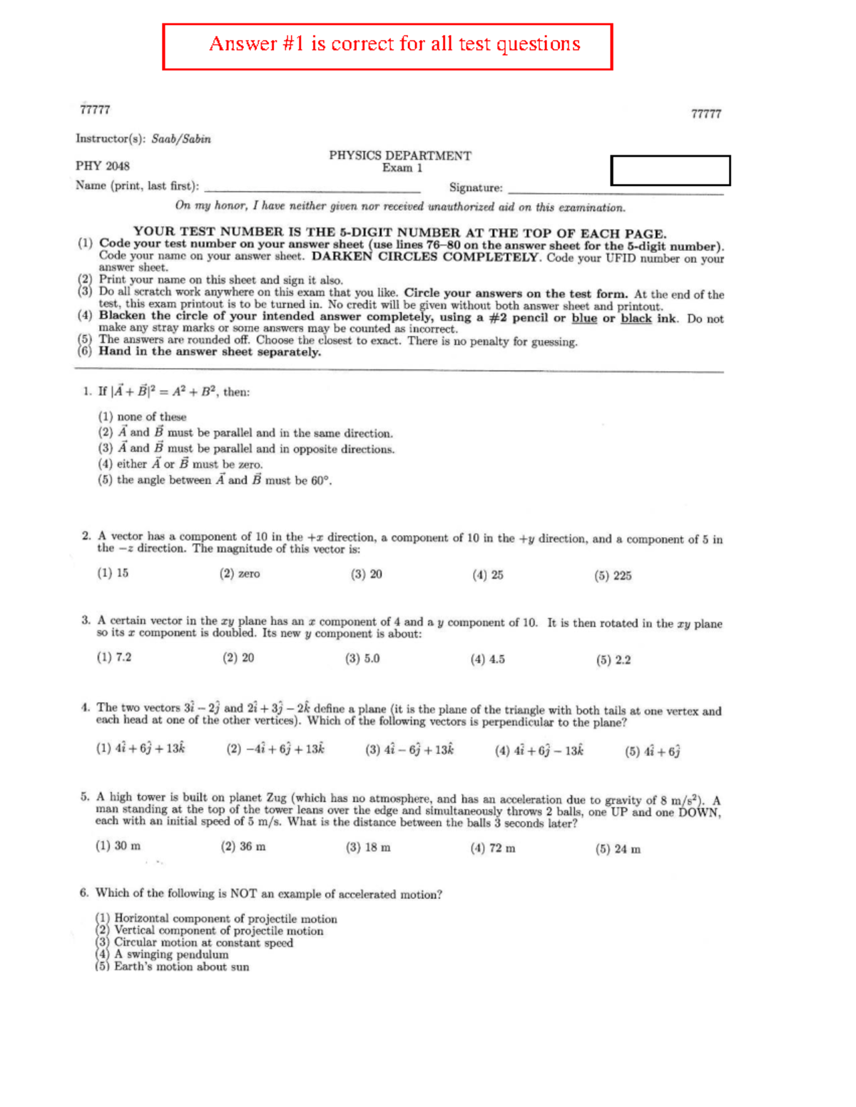 Practice Exam 1 - PHY 2048 - Studocu