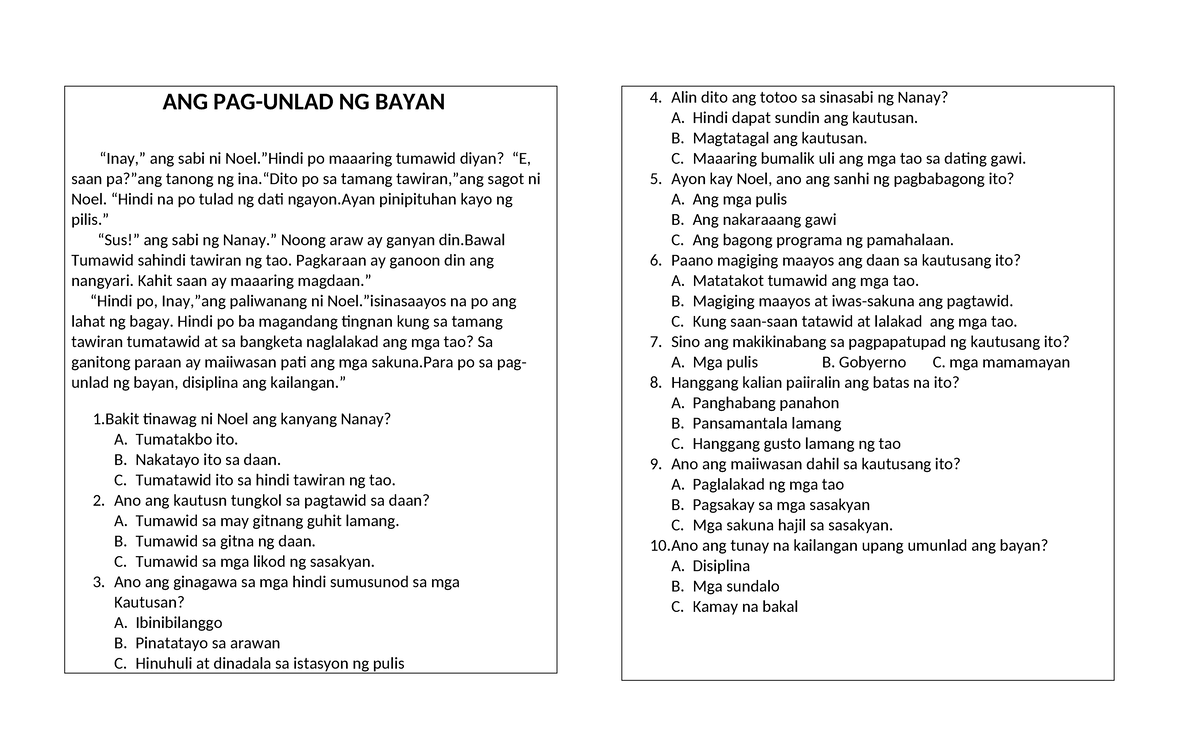 Tagalog Reading & Comprehension Materials: Key Texts and Exercises ...