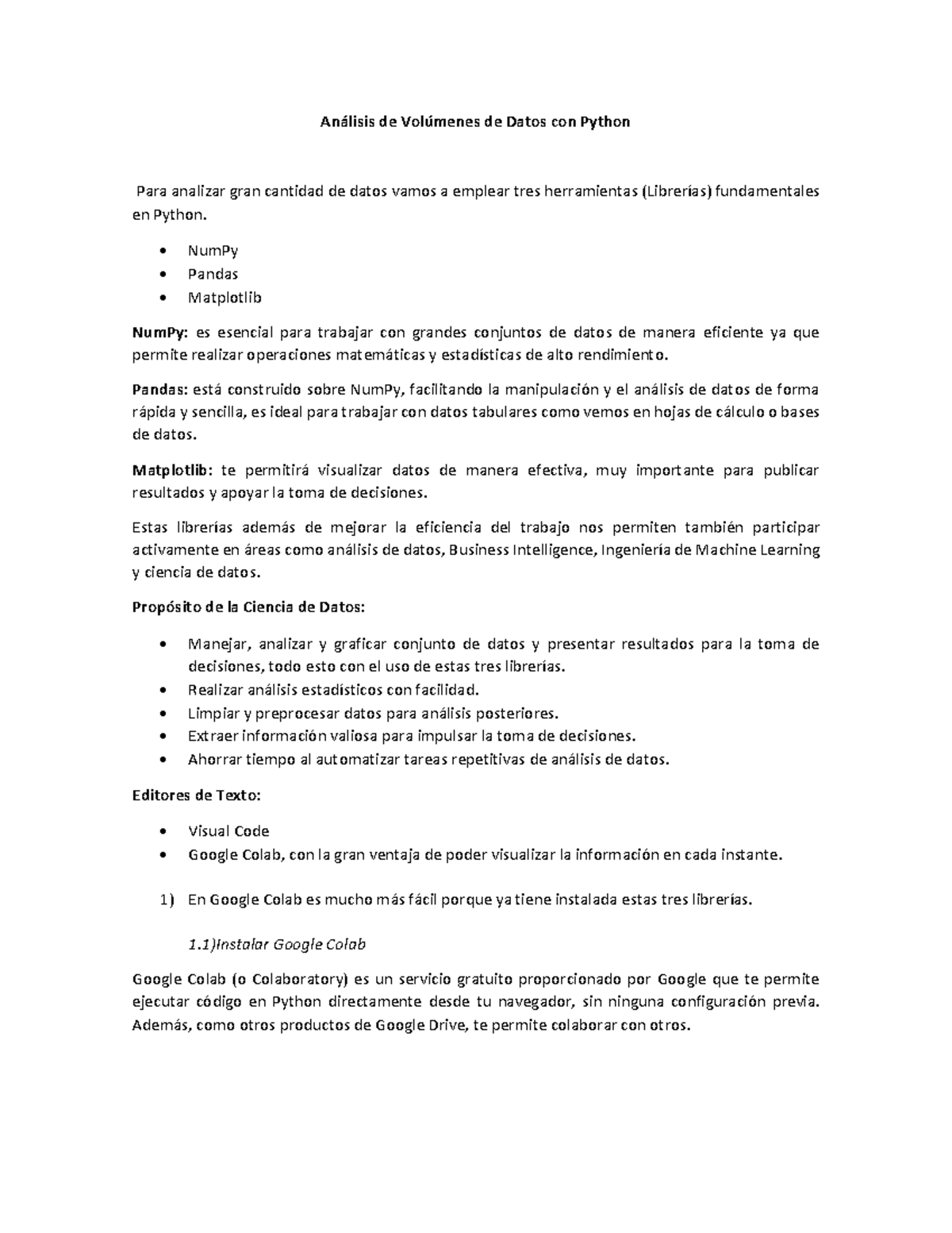 Análisis de Datos con Python: NumPy, Pandas y Matplotlib - Studocu