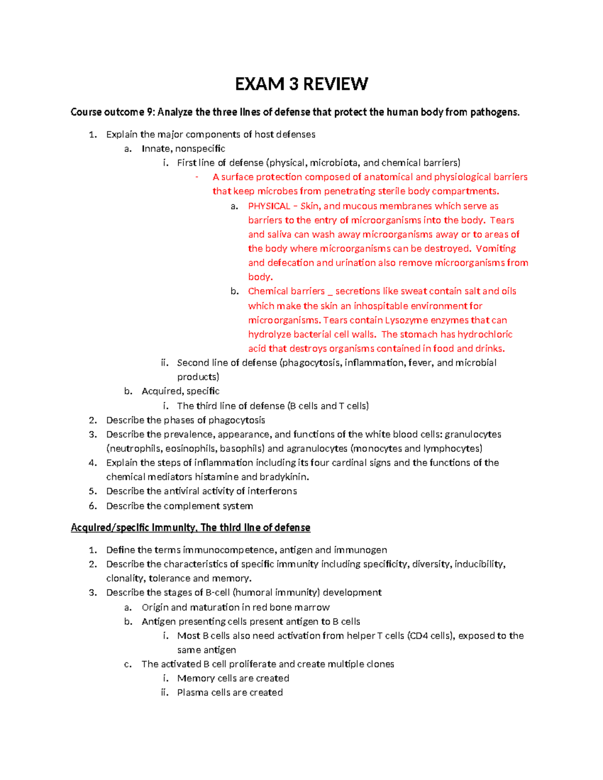 Review Exam 3 March 2024 (1)-1 - EXAM 3 REVIEW Course outcome 9 ...