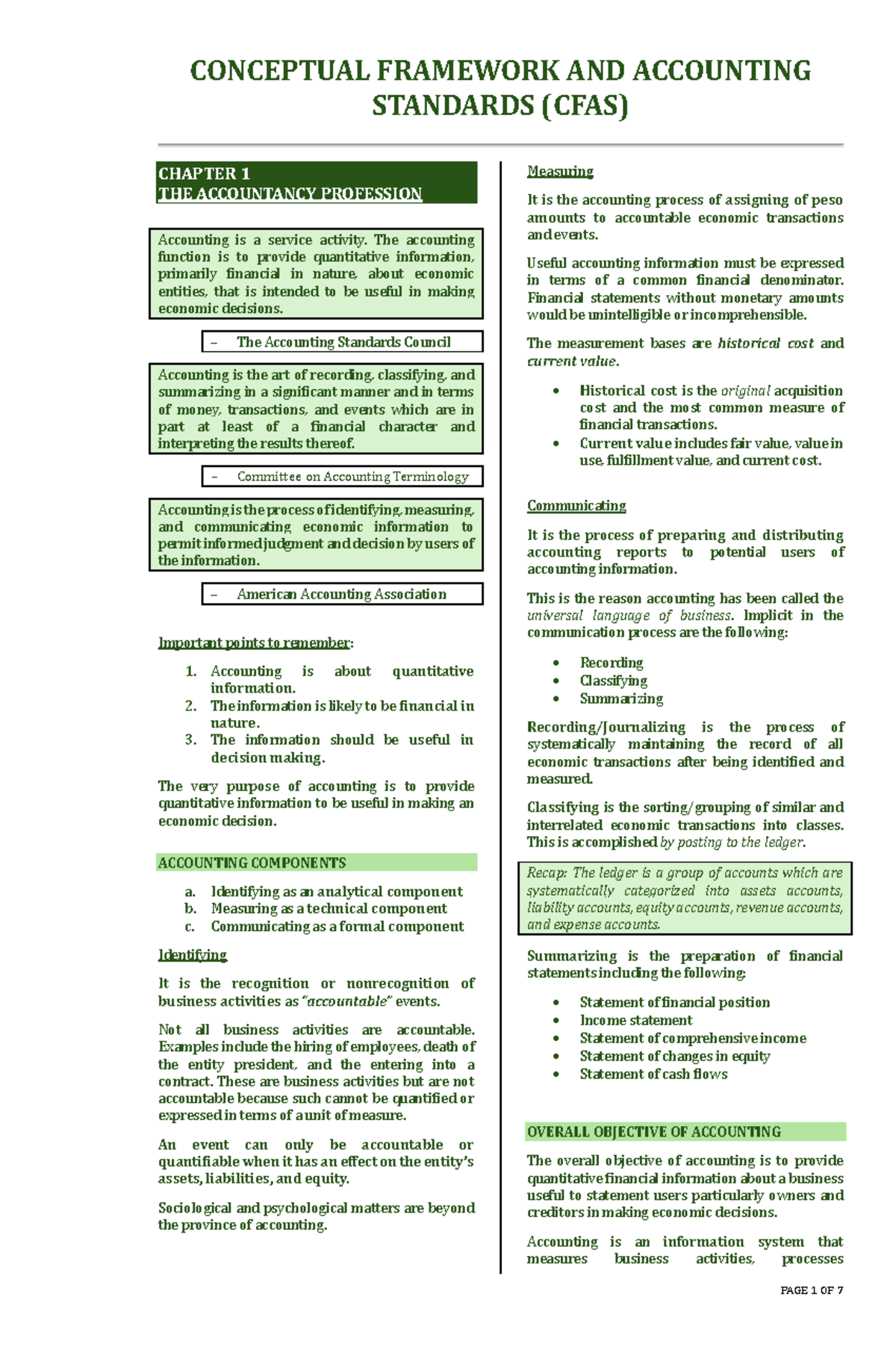 Conceptual Framework and Accounting Standards - CFAS - CONCEPTUAL FRAMEWORK AND ACCOUNTING ...