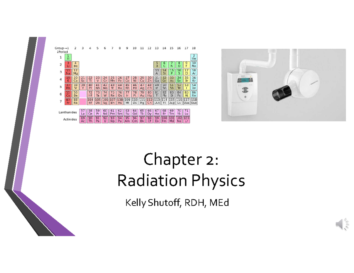DHY 230 Chapter 02: Radiation Physics and X-Ray Interaction Concepts ...
