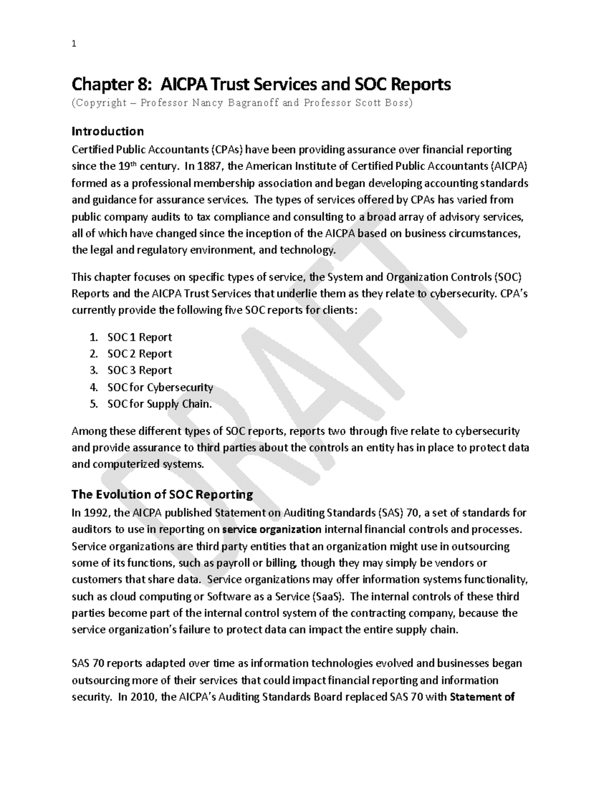 Chapter 8: Overview of AICPA Trust Services & SOC Reports (2024) - Studocu