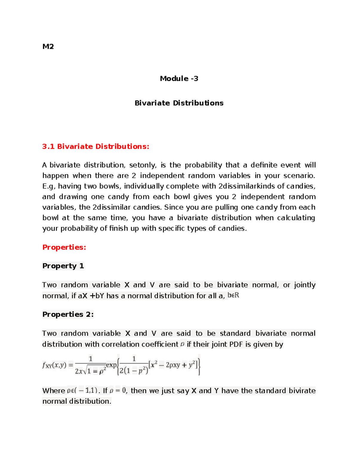 M2 3 - Properties of Bivariate Distributions: Sums, Quotients & Conditionals - Studocu