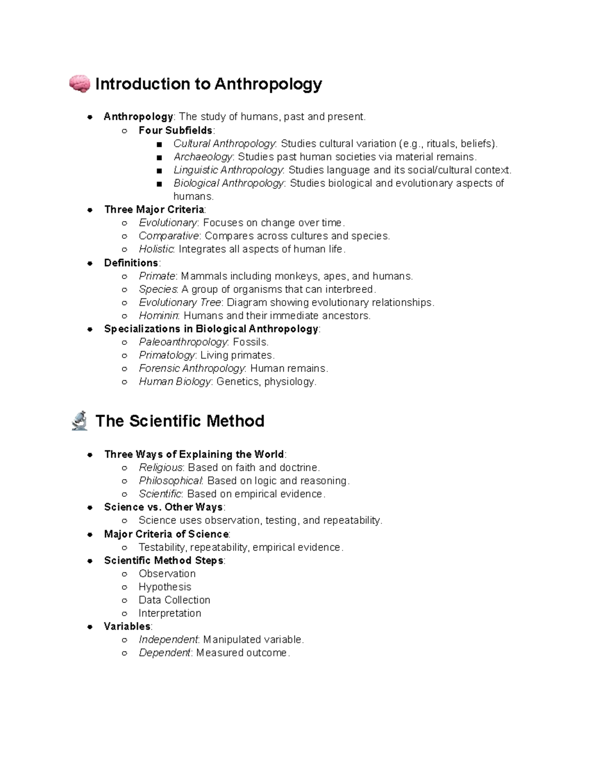 ANTH 196 Final Exam Review: Key Concepts in Anthropology - Studocu
