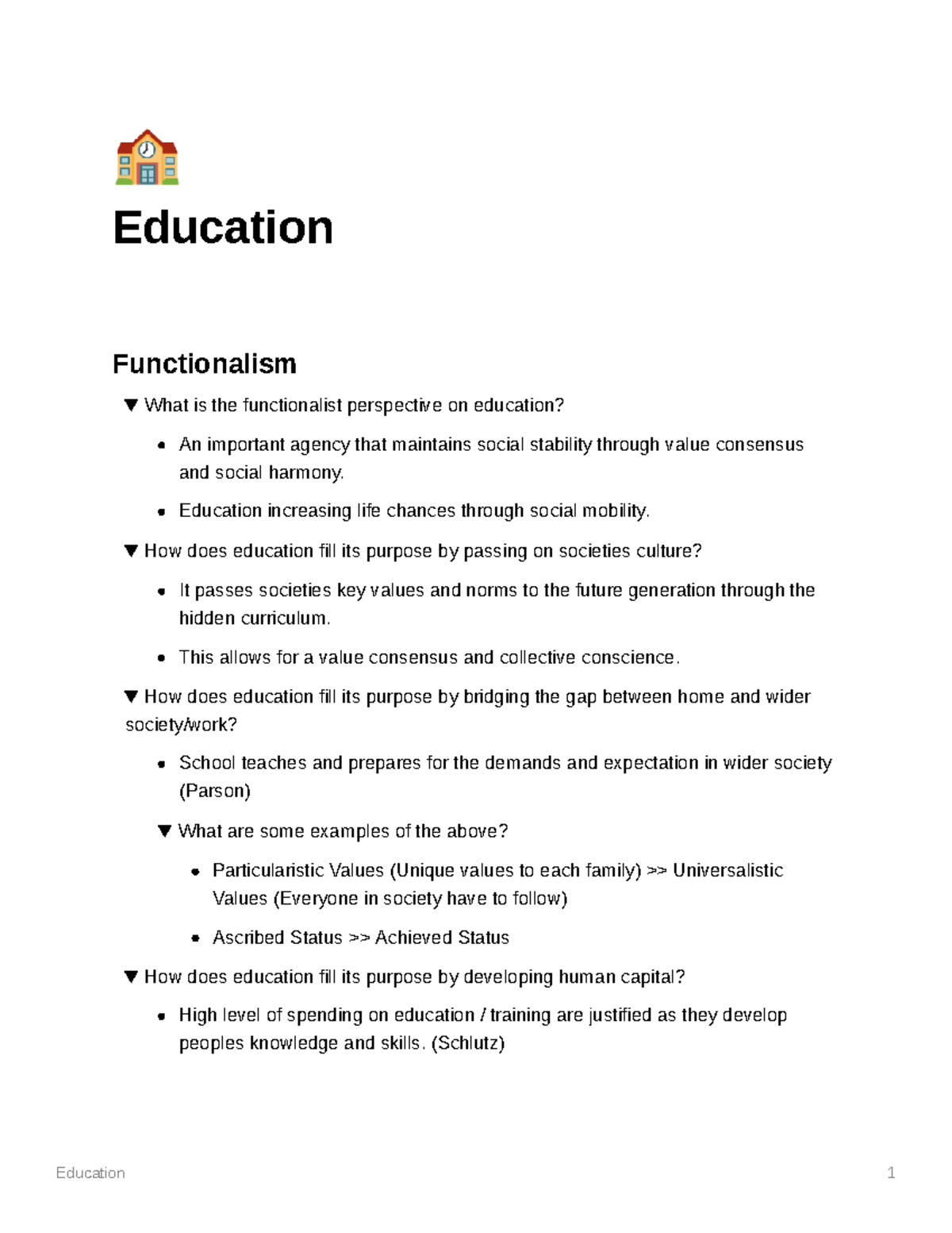 Education Active Recall Notes AQA (A*) - Û Education Functionalism What ...