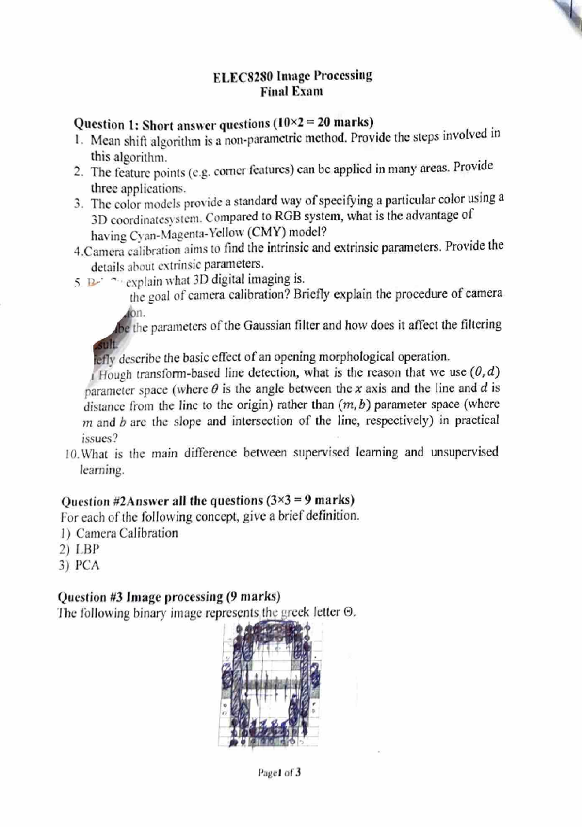 ELEC8200 Image Processing Final Exam Questions and Concepts - Winter 2023 - Studocu