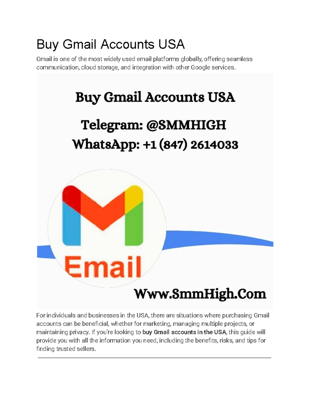 Buy Gmail Accounts USA - Buy Gmail Accounts USA Gmail is one of the ...
