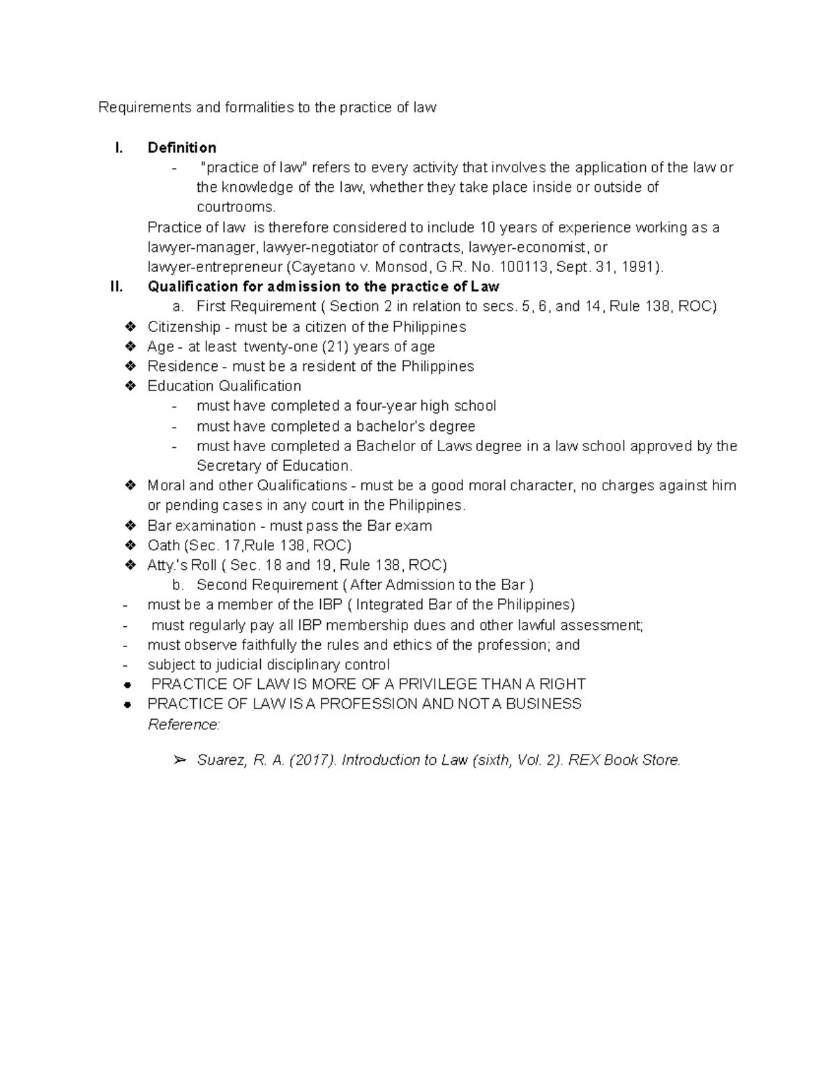 Introduction to law - Requirements and formalities to the practice of ...
