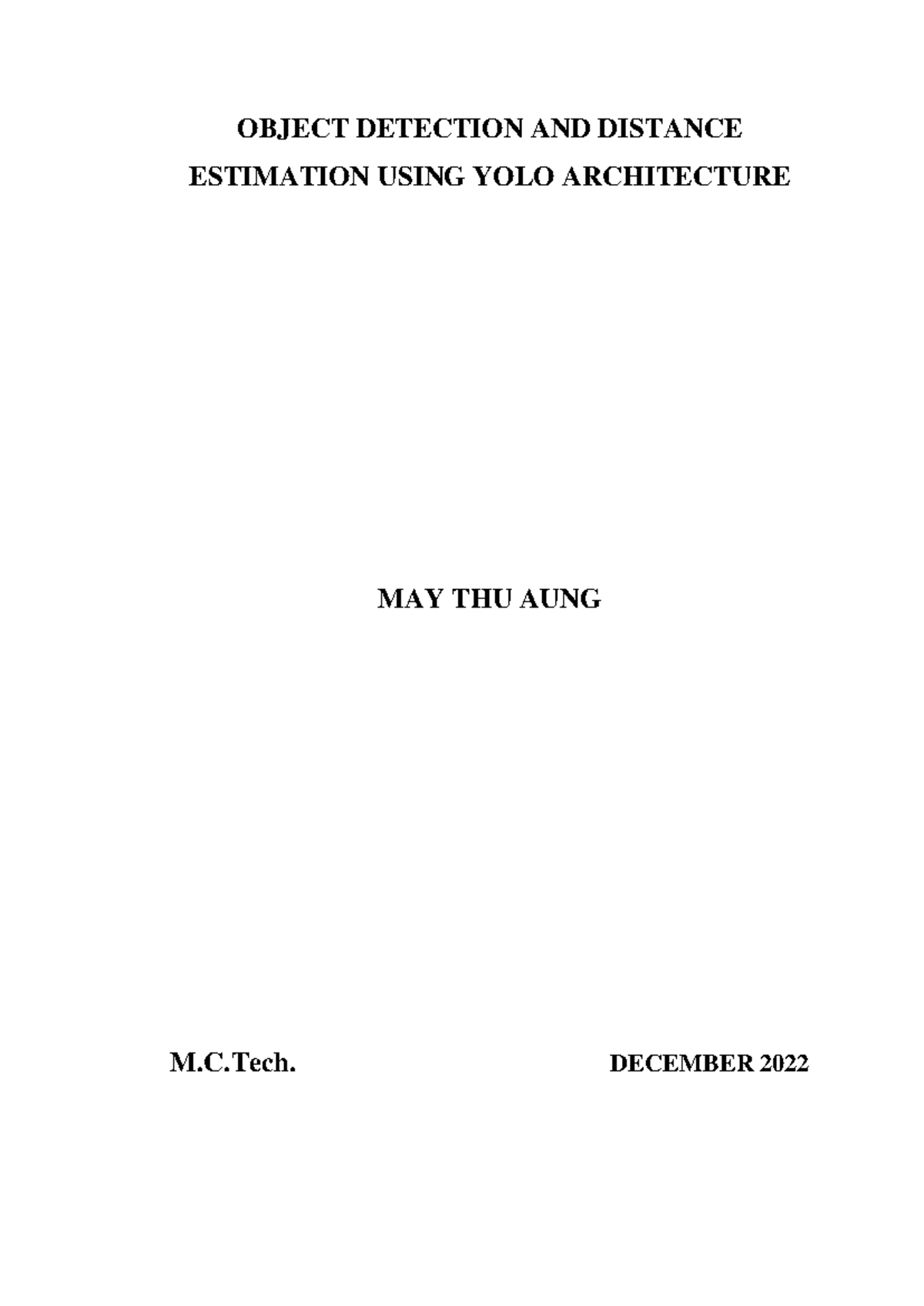 MTA Thesis: Object Detection & Distance Estimation with YOLO ...