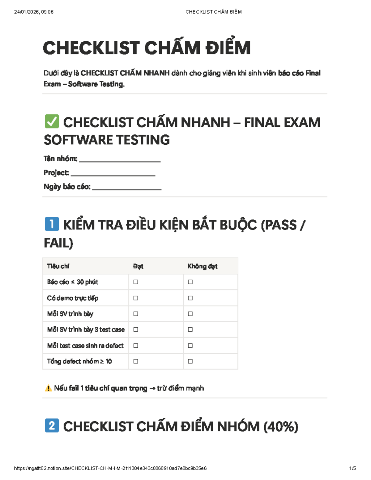 09:06 Final Exam Software Testing Grading Checklist - Studocu
