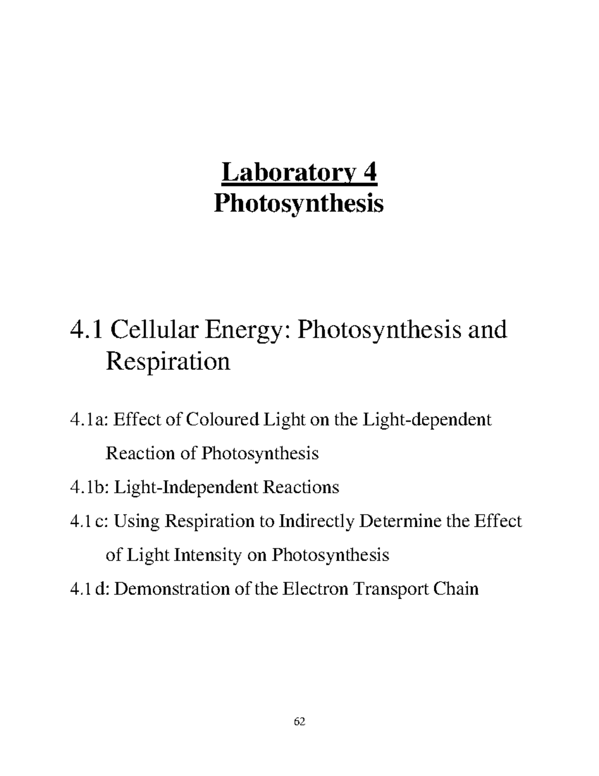 Laboratory 4: Photosynthesis and Cellular Energy Investigations - Studocu