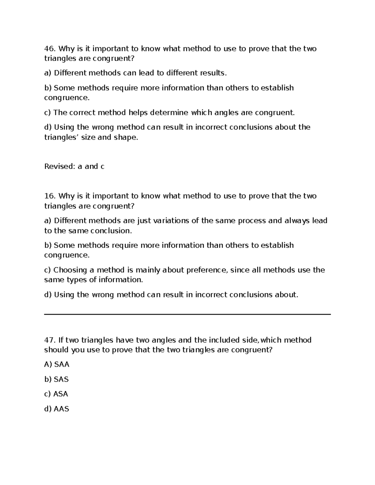 PT - Performance Task: Understanding Triangle Congruence Methods - Studocu
