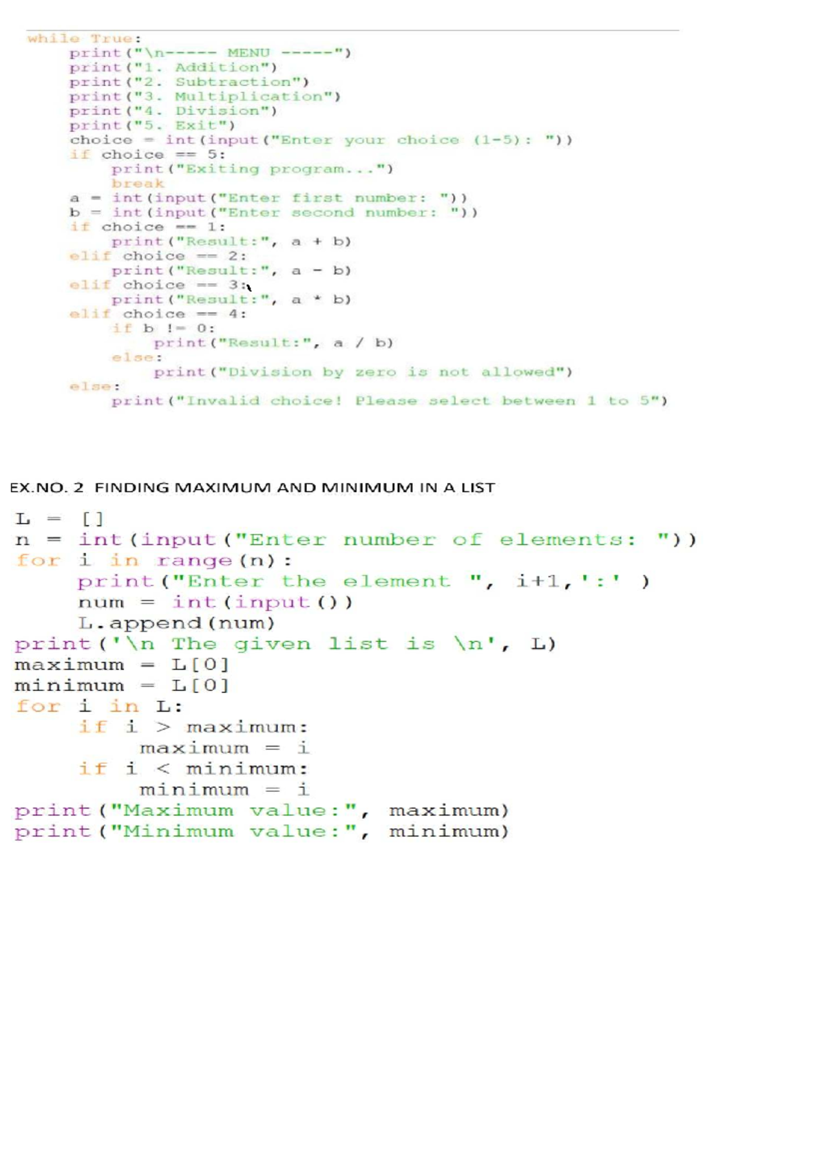 CS101 - Practice Material: Finding Max & Min in a List - Studocu