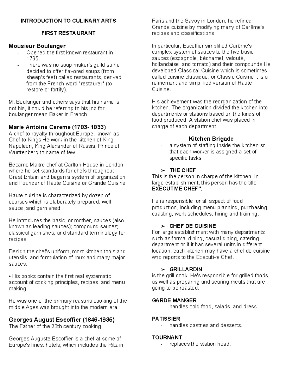 Culinary Fundamentals: Kitchen Essentials Reviewer (Course Code: CUL101 ...