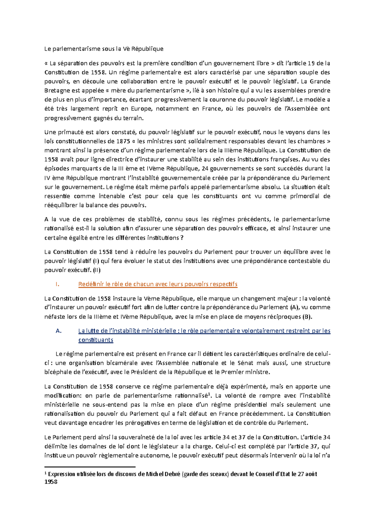 Le parlementarisme lors de la Ve république - Le parlementarisme sous ...