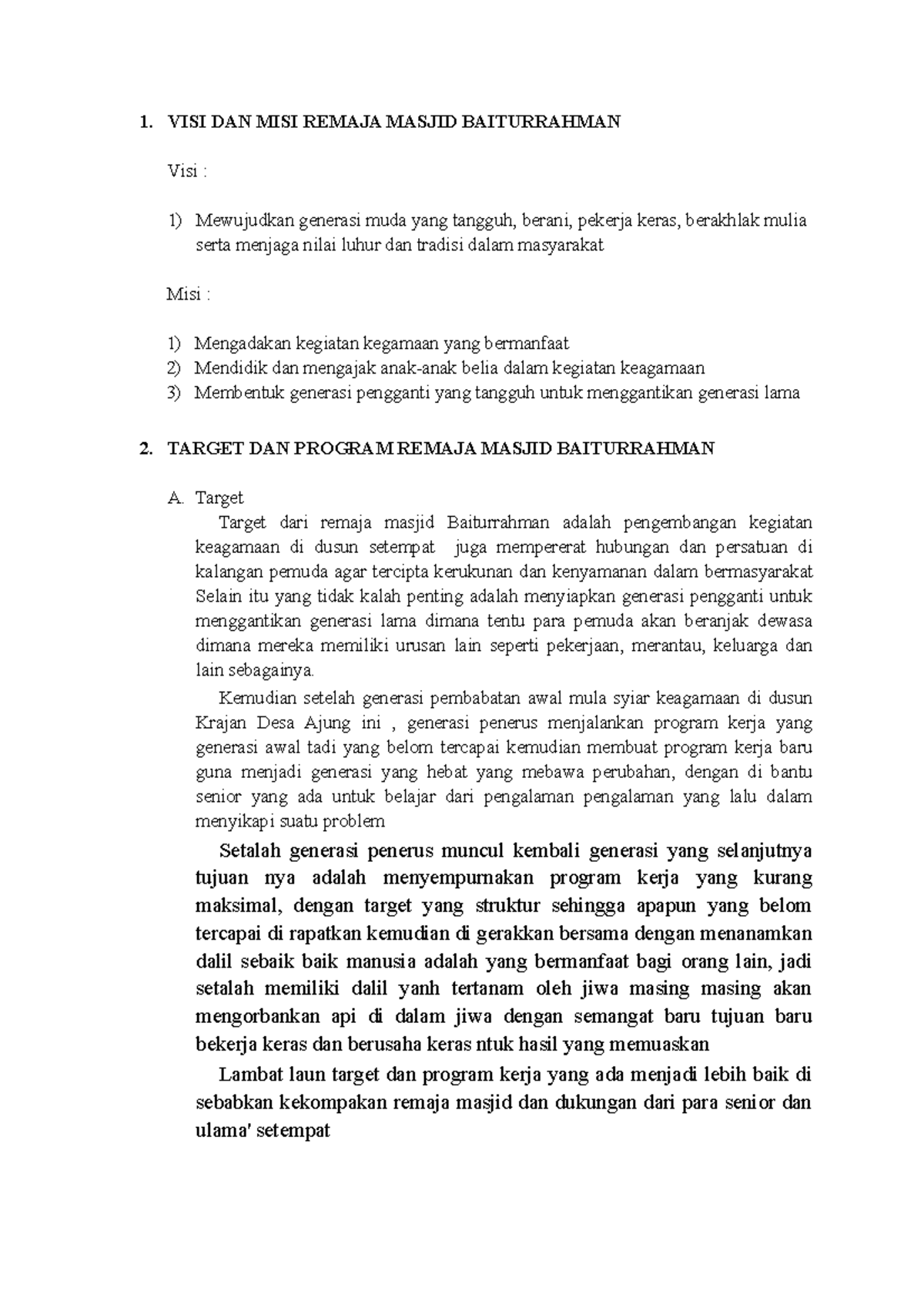 Visi dan Misi Remaja Masjid Baiturrahman: Pengembangan Generasi Muda ...
